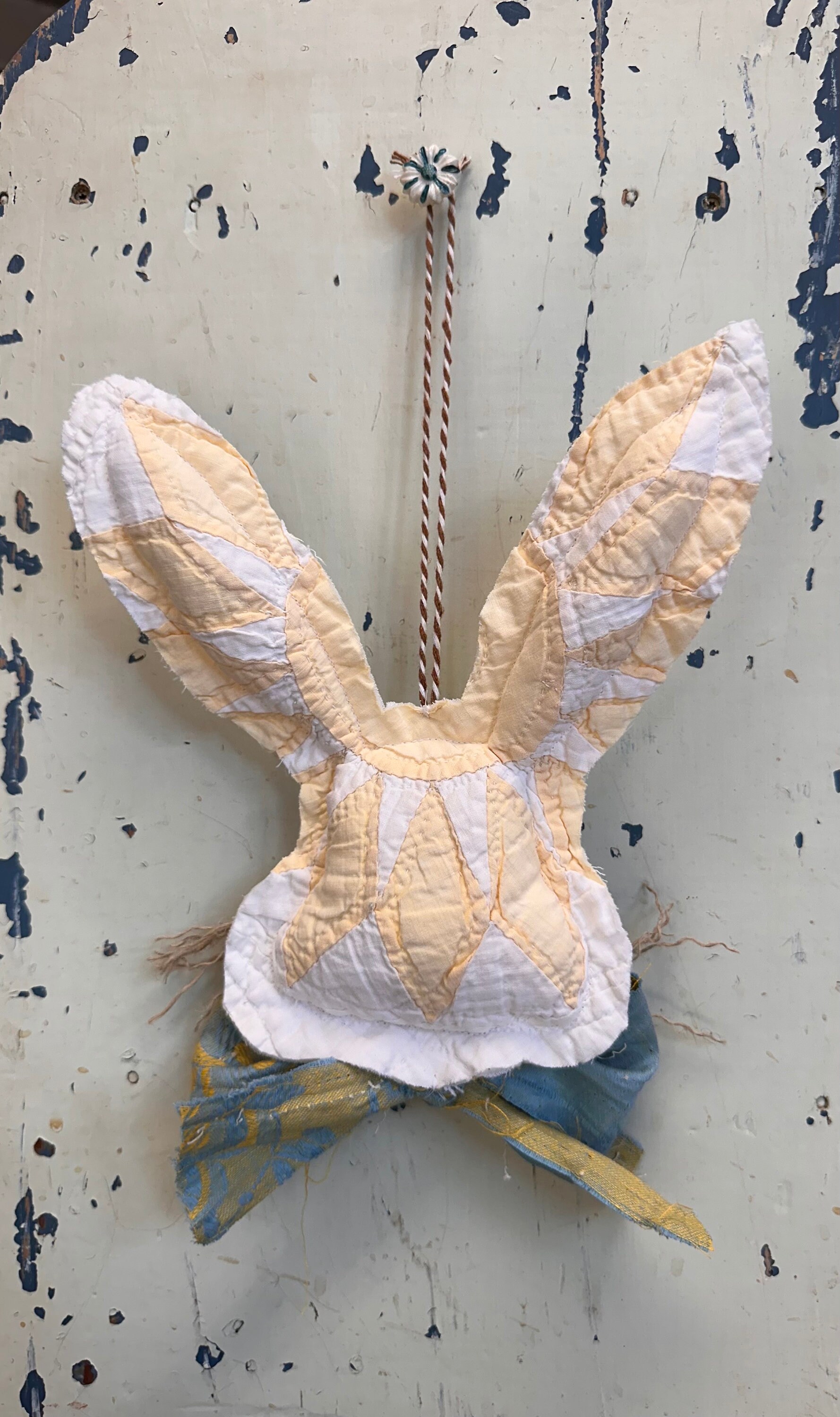 Handmade Quilted Bunny, Easter Bunny, Vintage Fabric Bunny, Spring ...