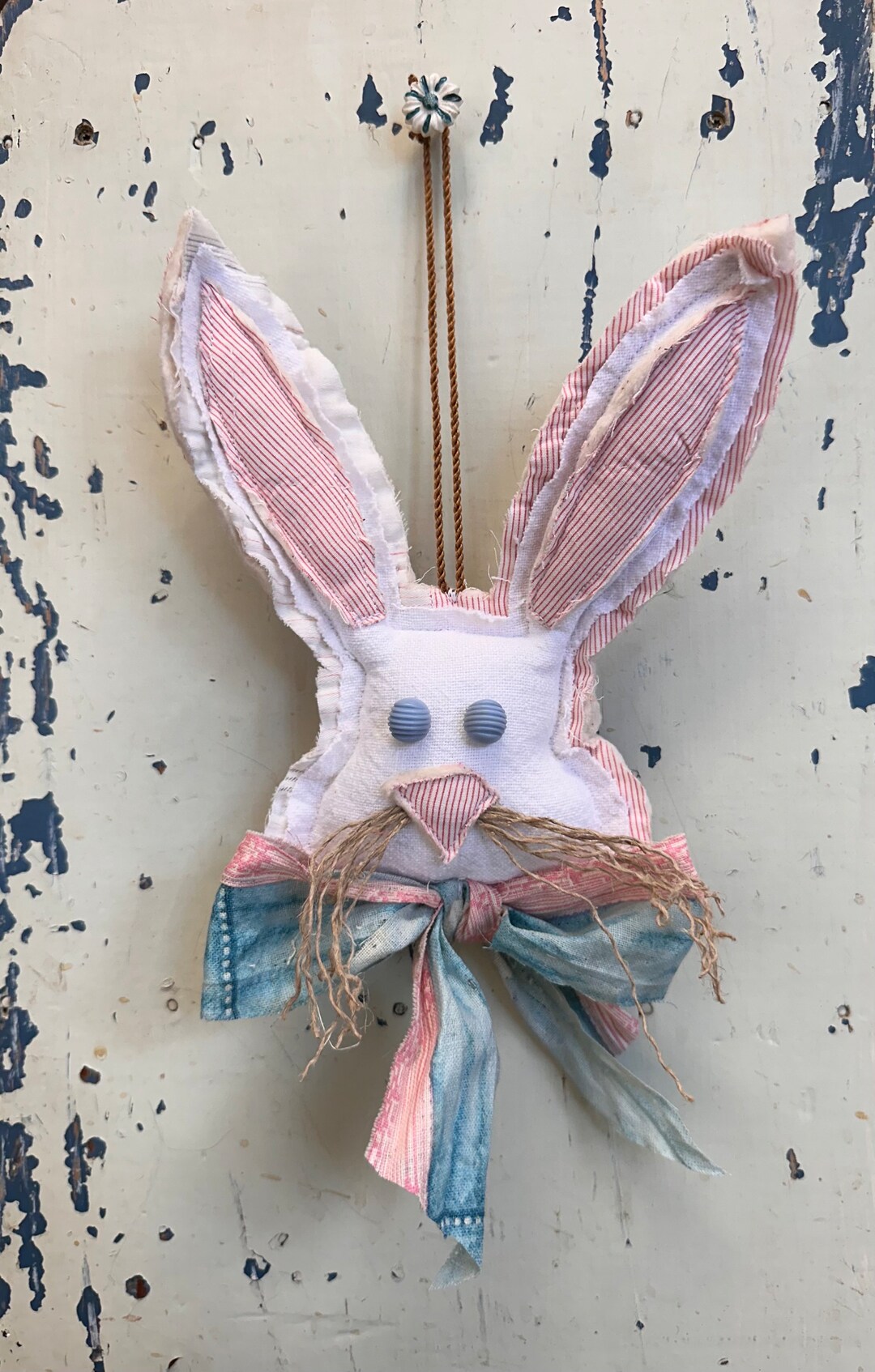 Handmade Quilted Bunny, Easter Bunny, Vintage Fabric Bunny, Spring ...