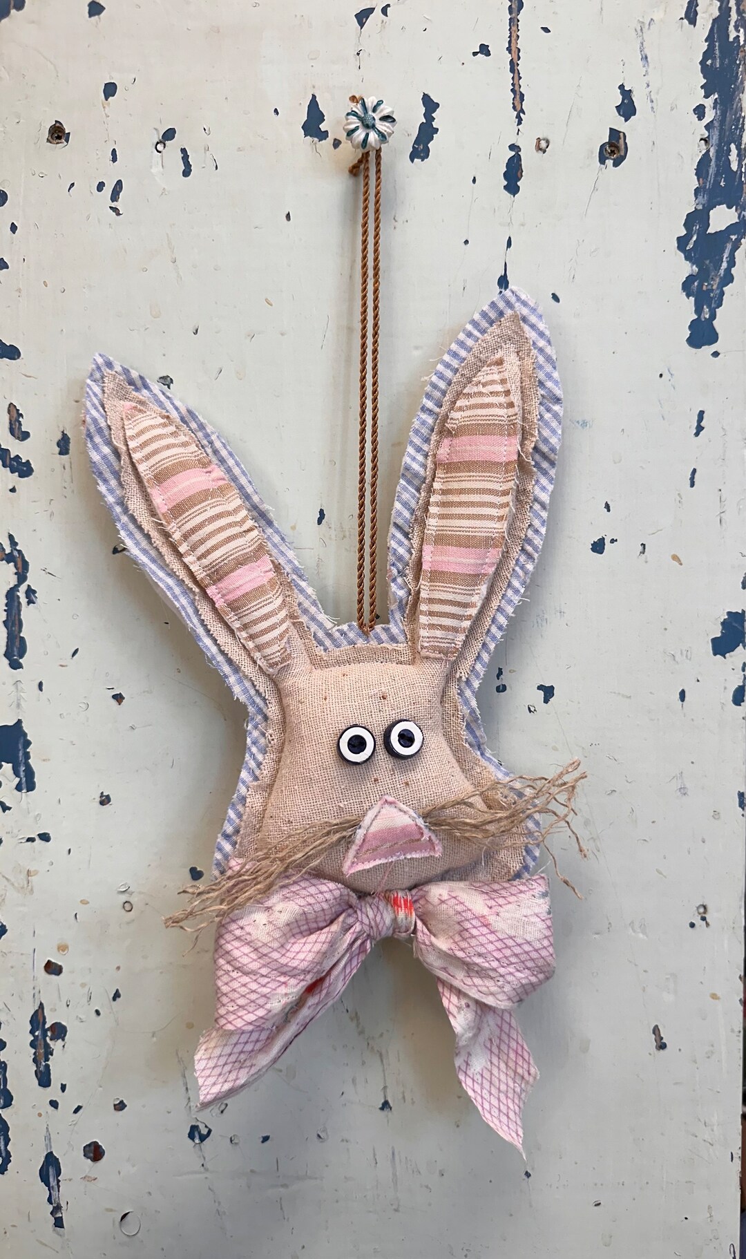 Handmade Quilted Bunny, Easter Bunny, Vintage Fabric Bunny, Spring ...