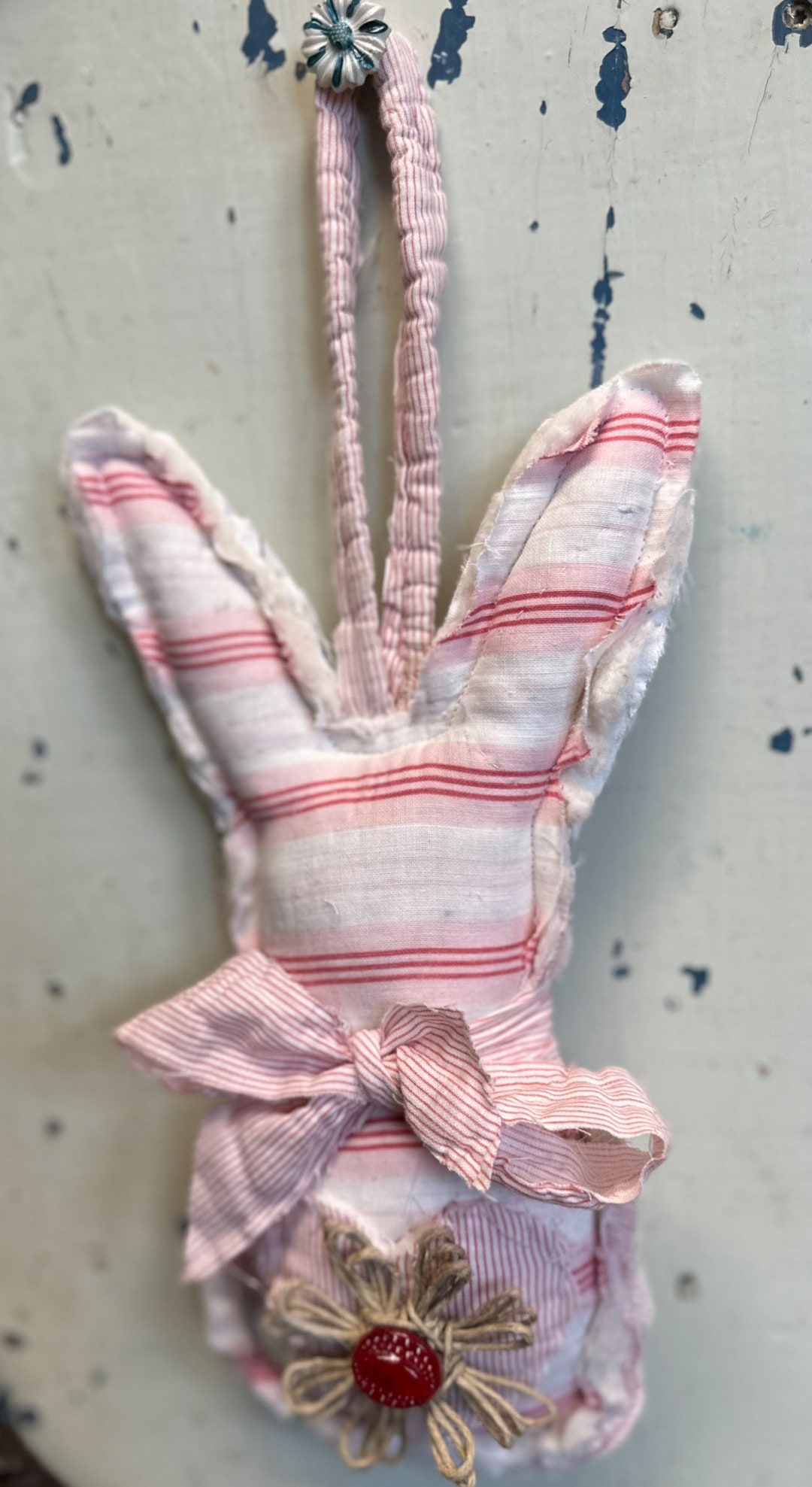 Handmade Quilted Bunny, Easter Bunny, Vintage Fabric Bunny, Spring ...