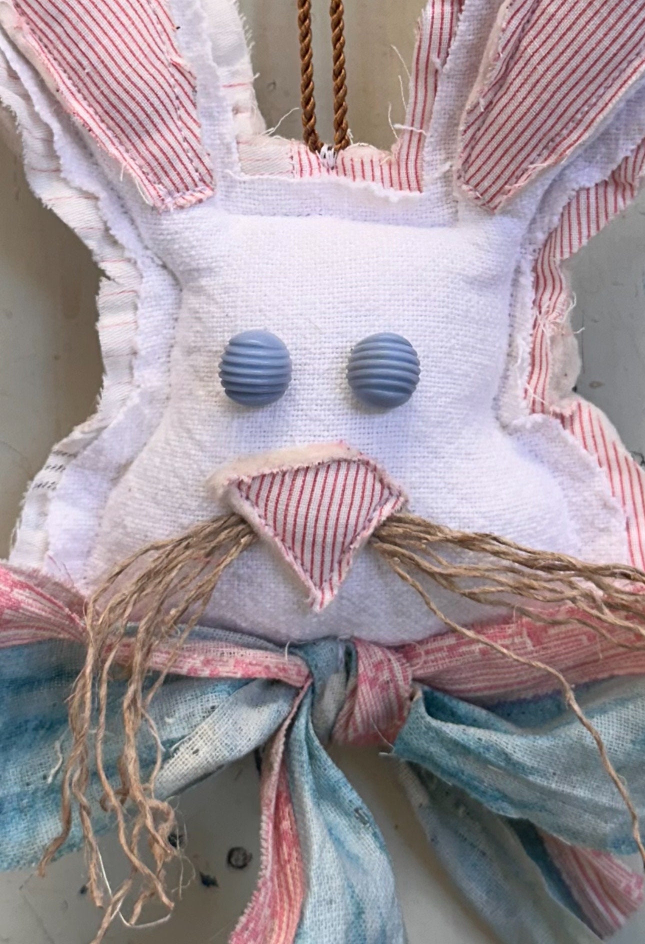 Handmade Quilted Bunny, Easter Bunny, Vintage Fabric Bunny, Spring ...