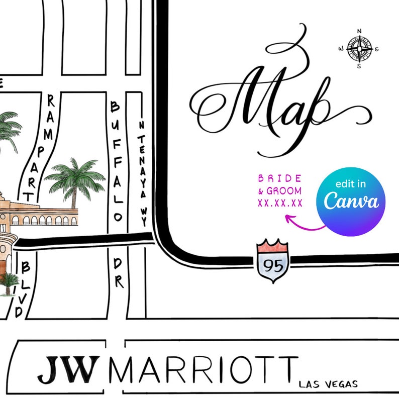 Las Vegas Wedding Map, JW Marriott Las Vegas Resort & Spa, Destination ...