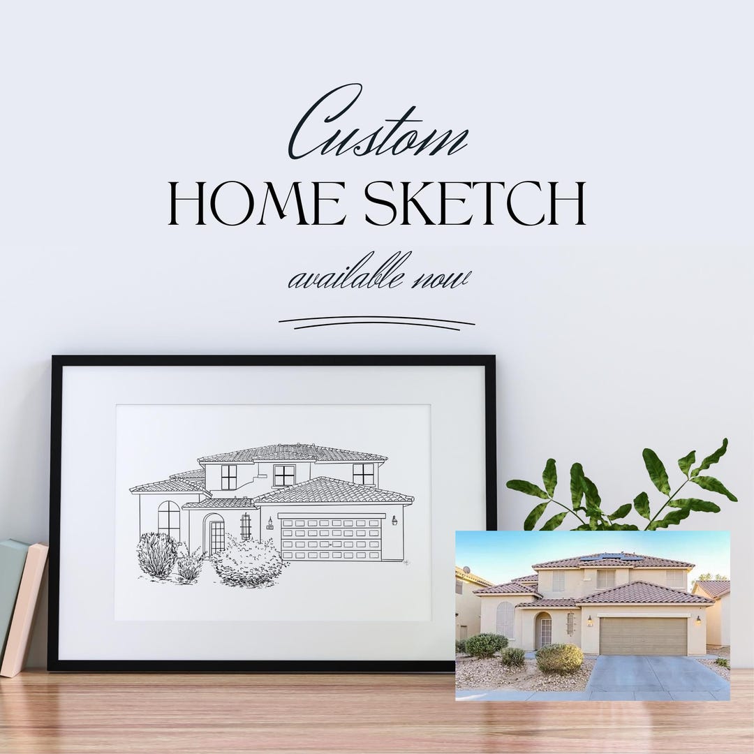 Custom Home Sketch, Personalized Digital House Illustration | DIGITAL ...