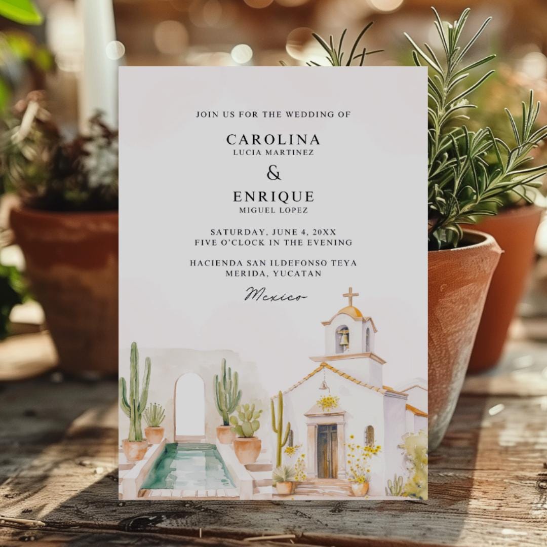 Mexico Destination Wedding Invitation, Editable Template, Printable ...