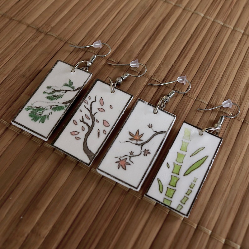Japanese Hanafuda Earrings - Etsy