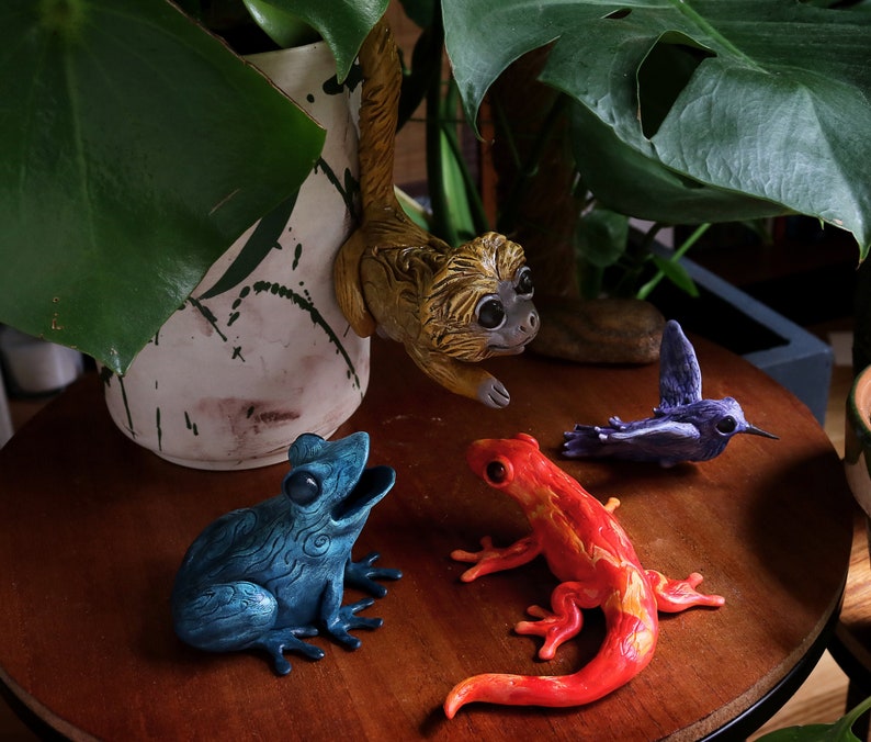 Animal Figures Frog Hummingbird Salamander and Monkey | Etsy