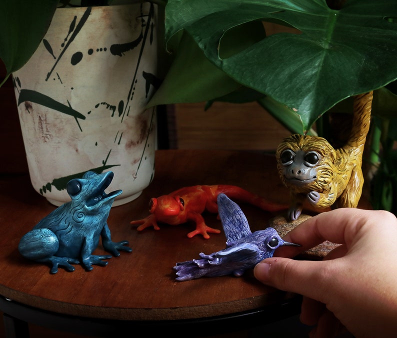 Animal Figures Frog Hummingbird Salamander and Monkey | Etsy