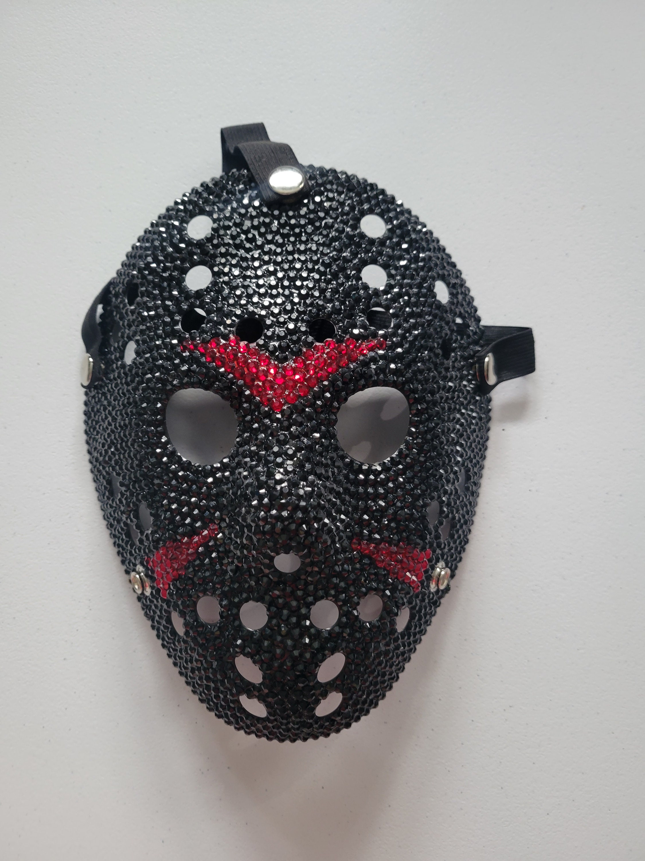 Jason Voorhees Mask Black Hand Jeweled Original Art Friday the 13th - Etsy