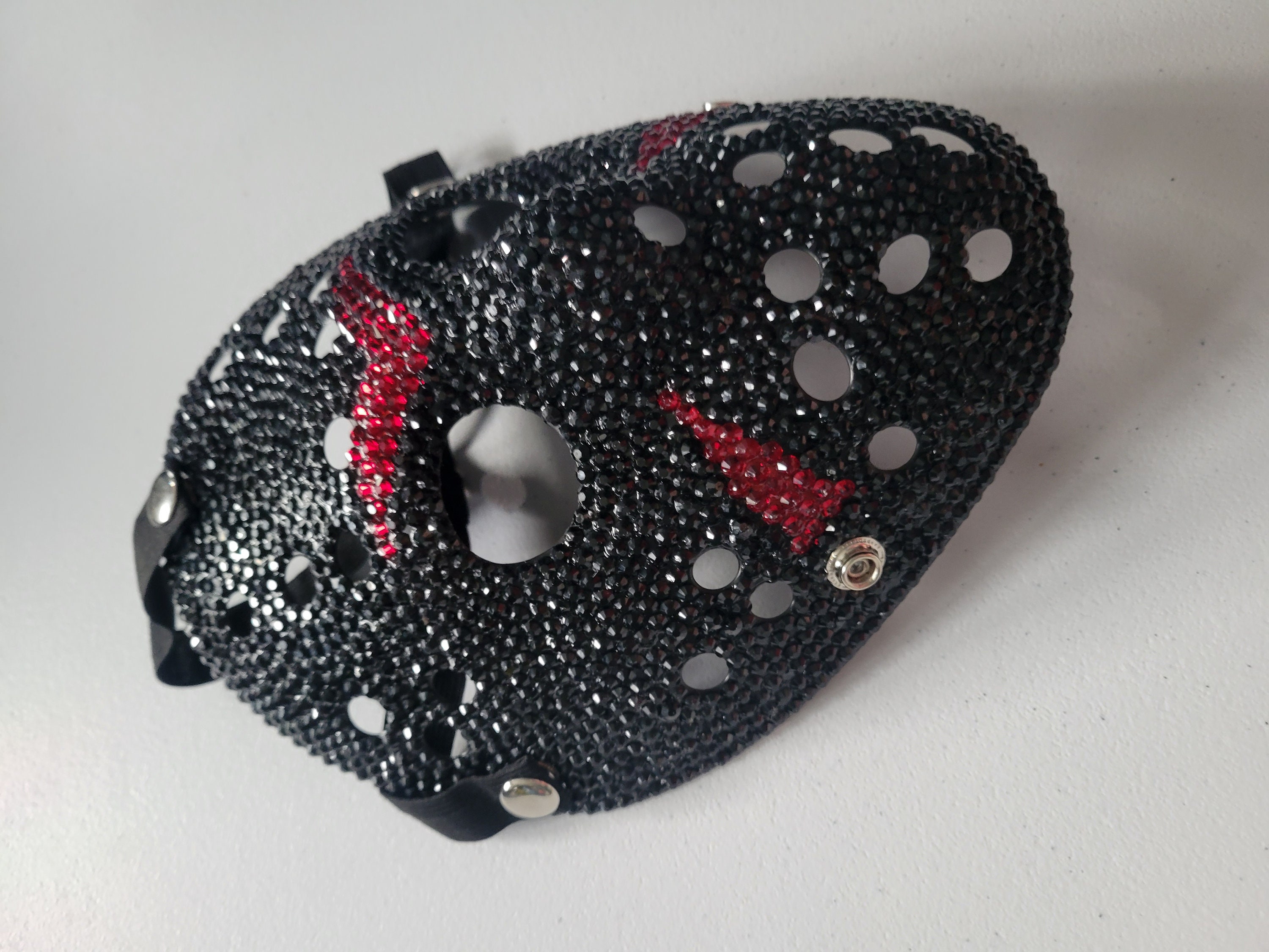 Jason Voorhees Mask Black Hand Jeweled Original Art Friday the 13th - Etsy