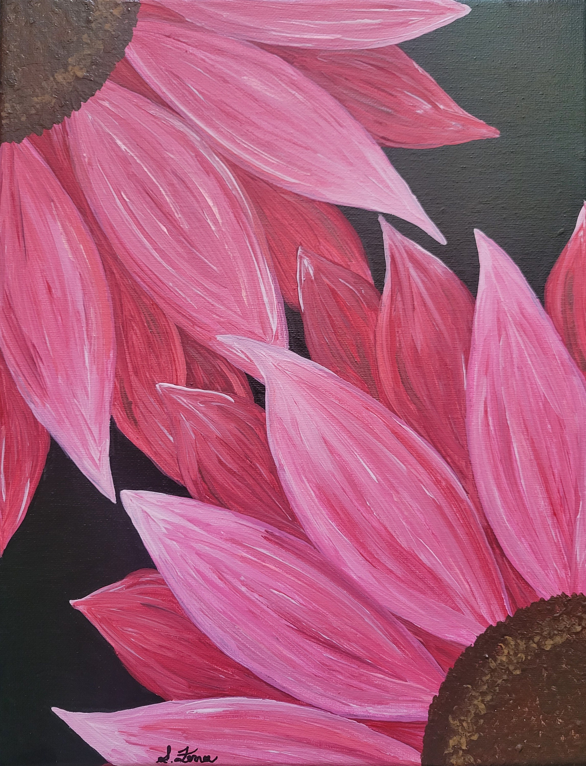 Pink Sunflower Painting on Canvas Original Art Acrylic Flower Wall Art ...