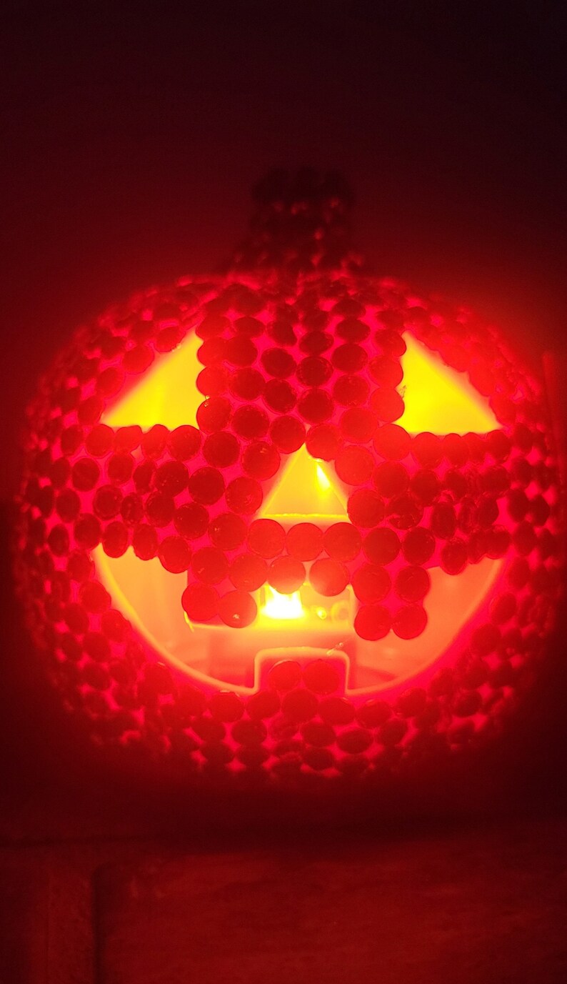 Pumpkin Jack O'lantern Hand Jeweled Original Art Lights Up - Etsy