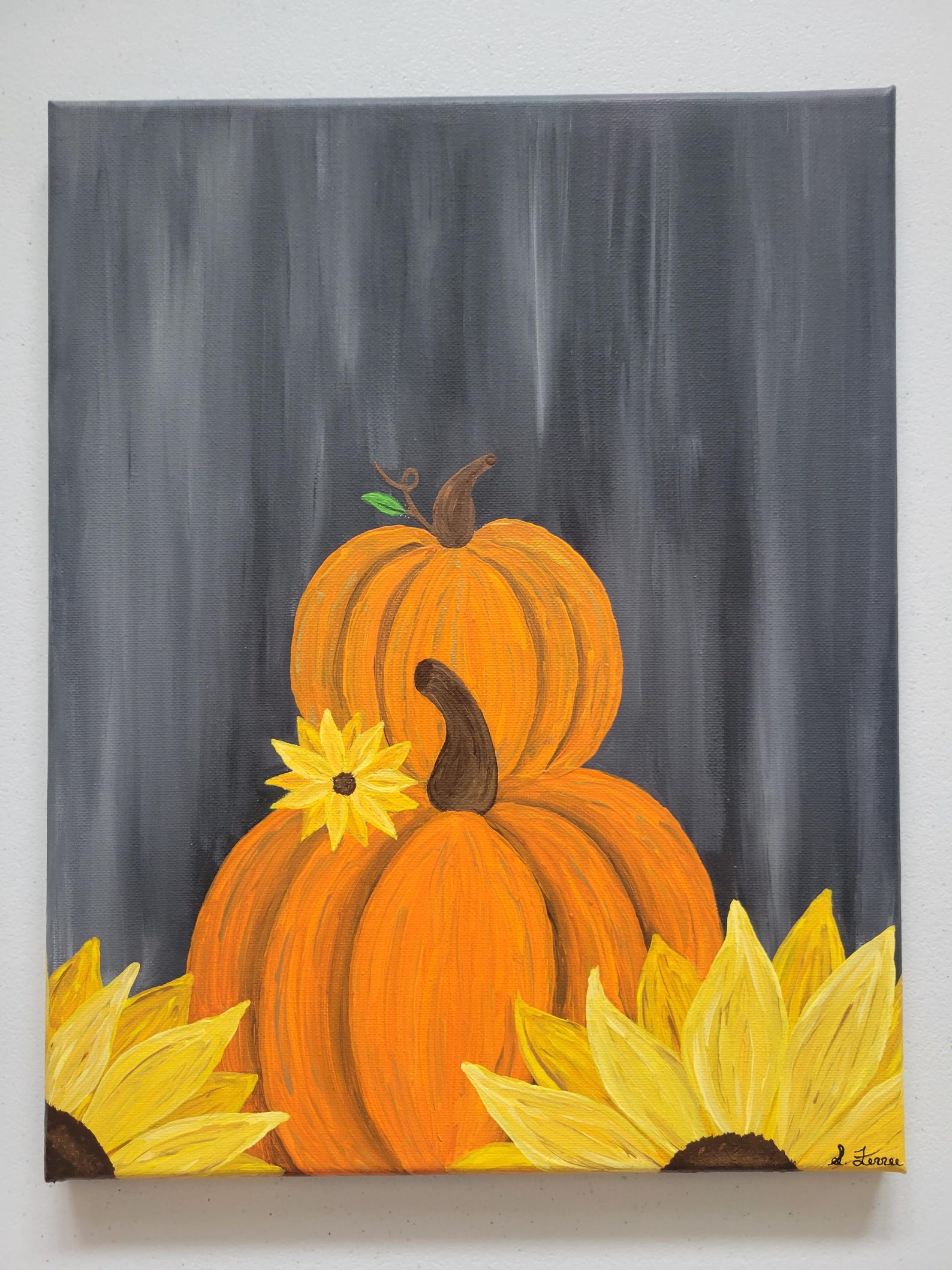 Pumpkins and Sunflowers Painting on Canvas Original Art Acrylic Fall ...