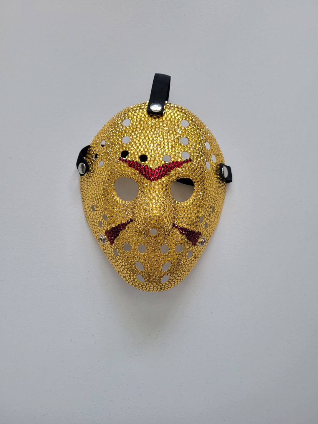 Jason Voorhees Mask Gold Hand Jeweled Original Art Friday the 13th - Etsy