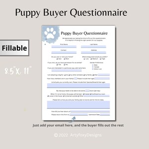 Puppy Buyer Questionnaire, Editable Puppy Buyer Application, Puppy ...