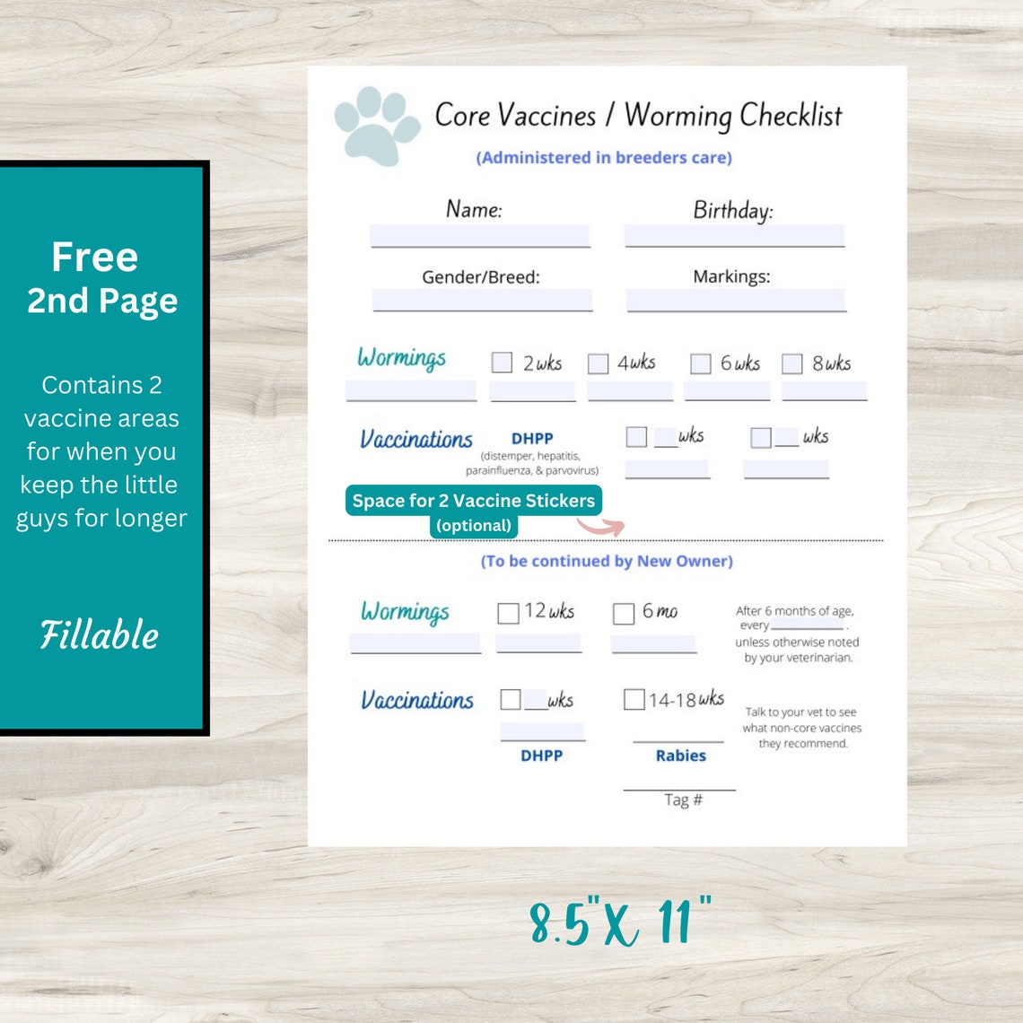 Puppy Core Vaccines and Worming Checklist, Editable Puppy Vaccination ...