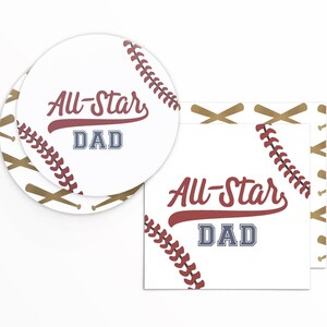 All Star Dad Father's Day 2x2" Square and Circle Tag With Baseball and ...