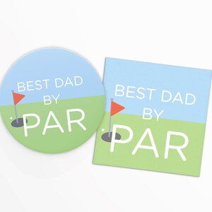 Best Dad by Par 2x2" Square and Circle Tag With Golf Ball and Green ...