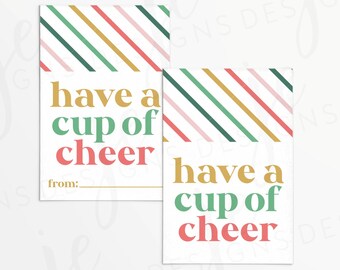 Enjoy a Cup of Cheer 3x2 Gift Tag With Christmas Mug | Etsy