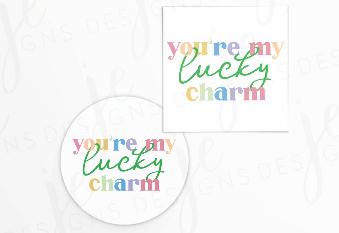 You're My Lucky Charm 2x2" Gift Tag With Rainbow Font Mix Lettering ...