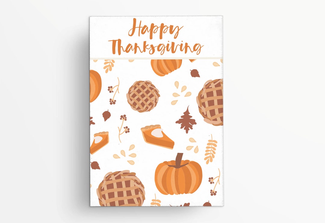 Happy Thanksgiving 3.5x5" Cookie Card With Pumpkin, Pie, Leaf Pattern ...