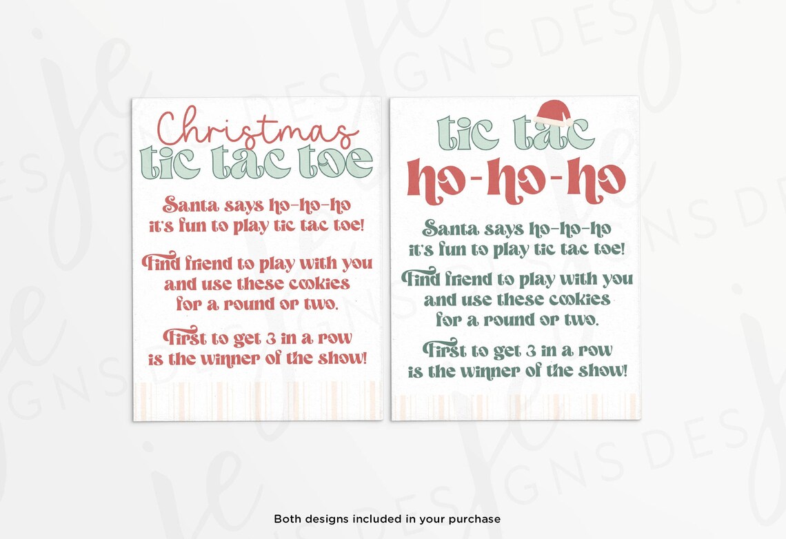 Christmas Tic Tac Toe Poem 3x4 Card Ho Ho Ho Santa - Etsy