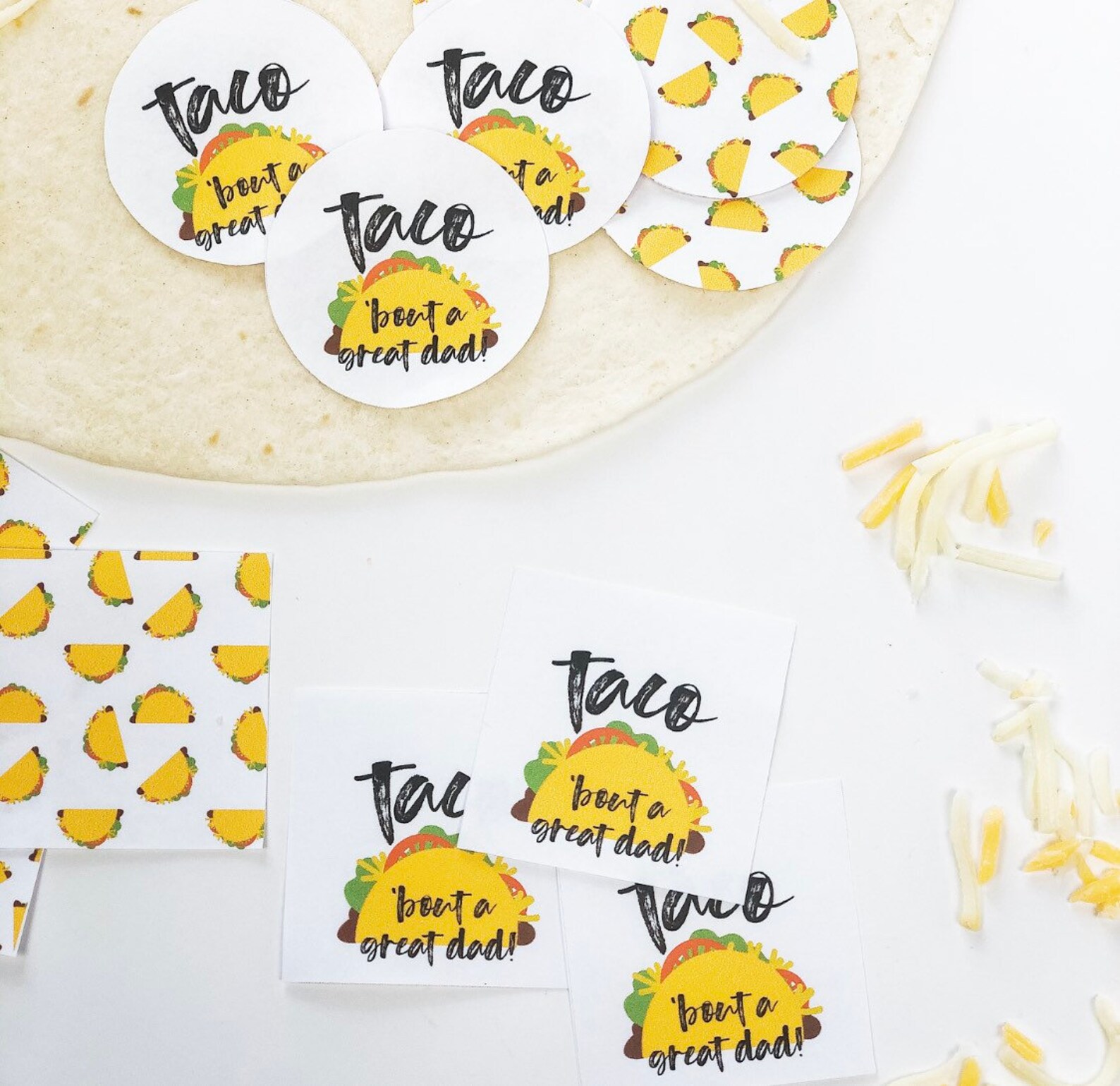 Taco 'bout a Great Dad "happy Father's Day" 2x2" Square and Circle Tag ...