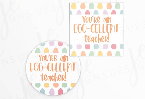 You're an Eggcellent Teacher 2x2 Gift Tag With - Etsy