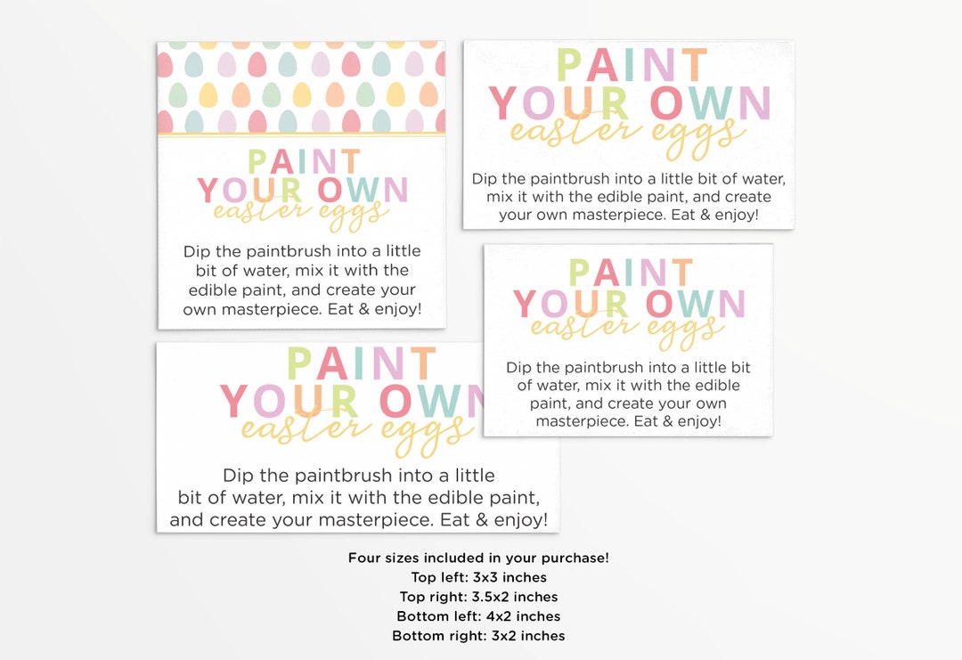 Paint Your Own Easter Eggs Tags for Cartons With Multiple Sizes: 3x3 ...