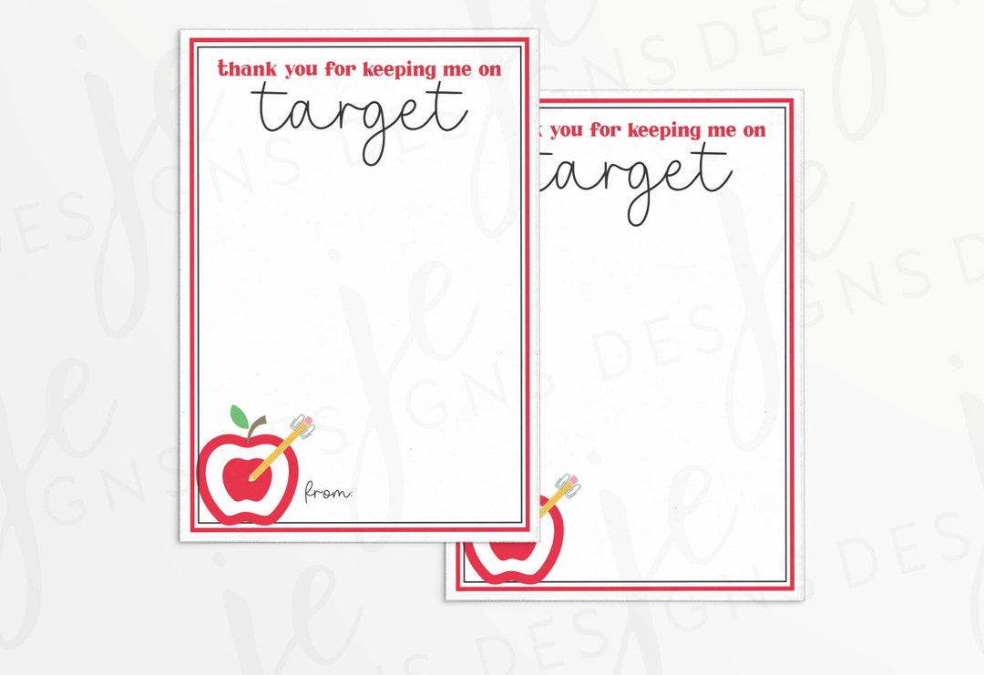 Thank You for Keeping Me on Target 3.5x5" Mini Cookie Card Printable ...