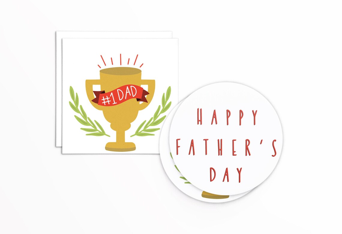 Number One Dad "happy Father's Day" 2x2" Square and Circle Tag With ...