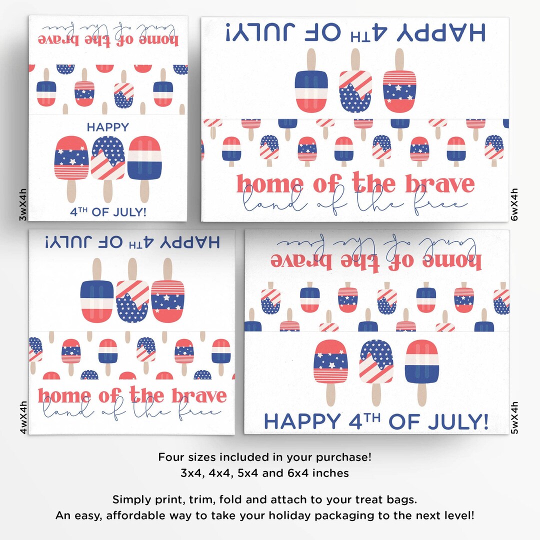Happy 4th of July! Treat Bag Toppers in 4 Sizes With Red & Blue ...