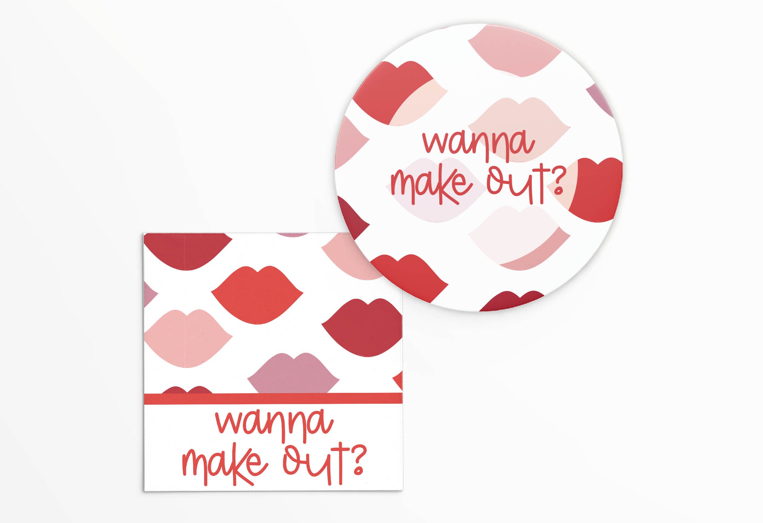 Wanna Make Out? 2x2" Tag Font Mix With Red Lips Pattern | Cookie Tag ...