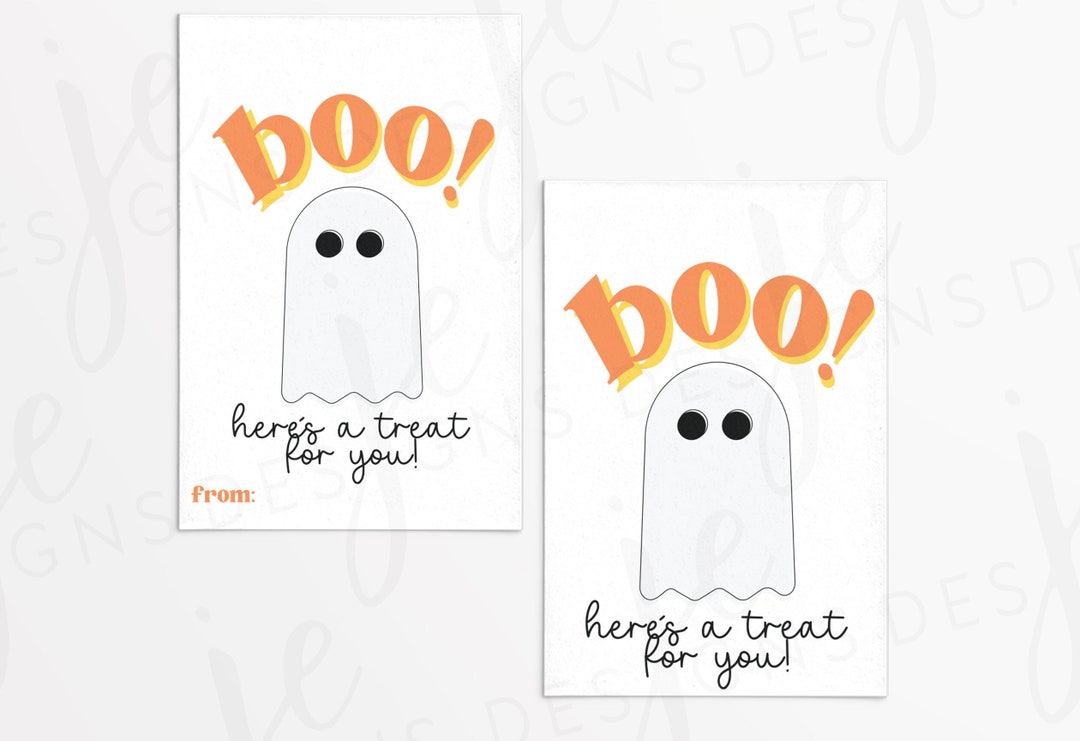 Halloween Boo! Here's a Treat for You 3x2" Gift Tag With Orange ...