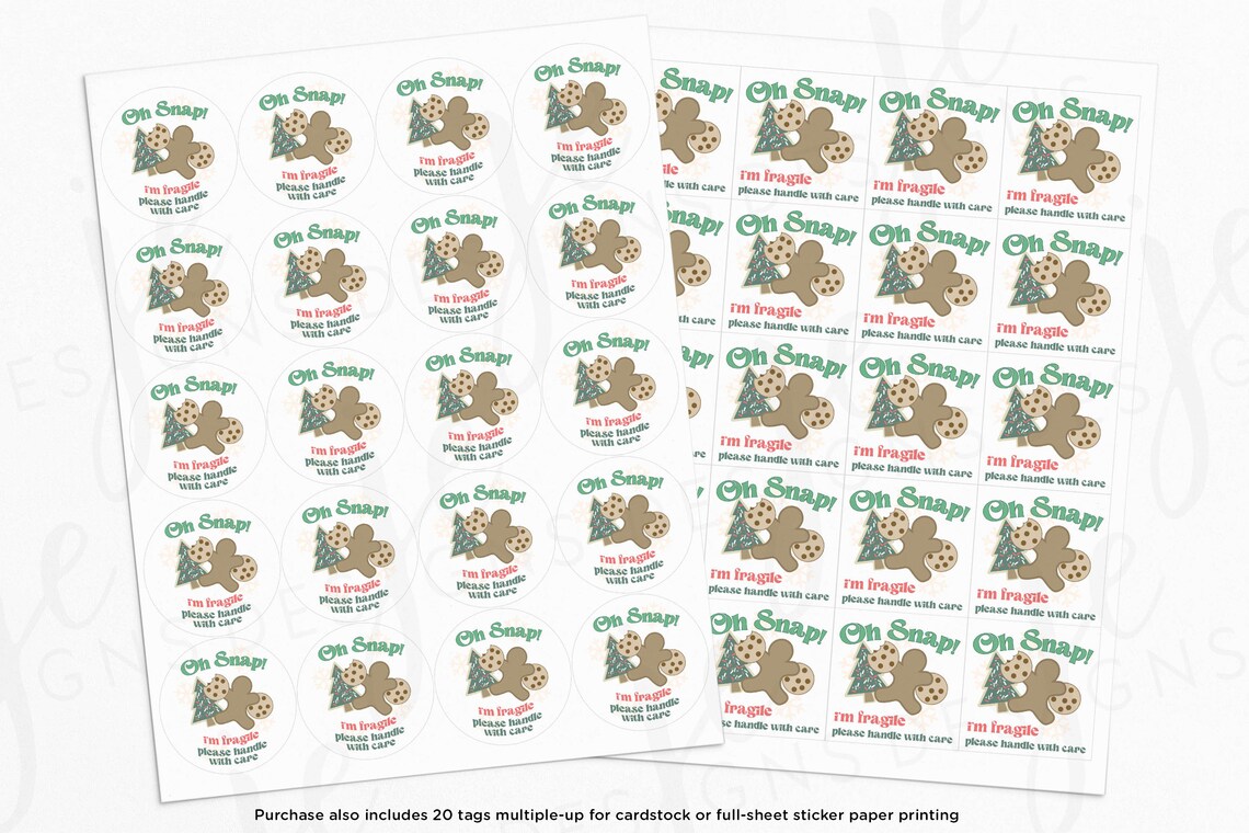 2 Printable Christmas Cookies fragile Oh - Etsy