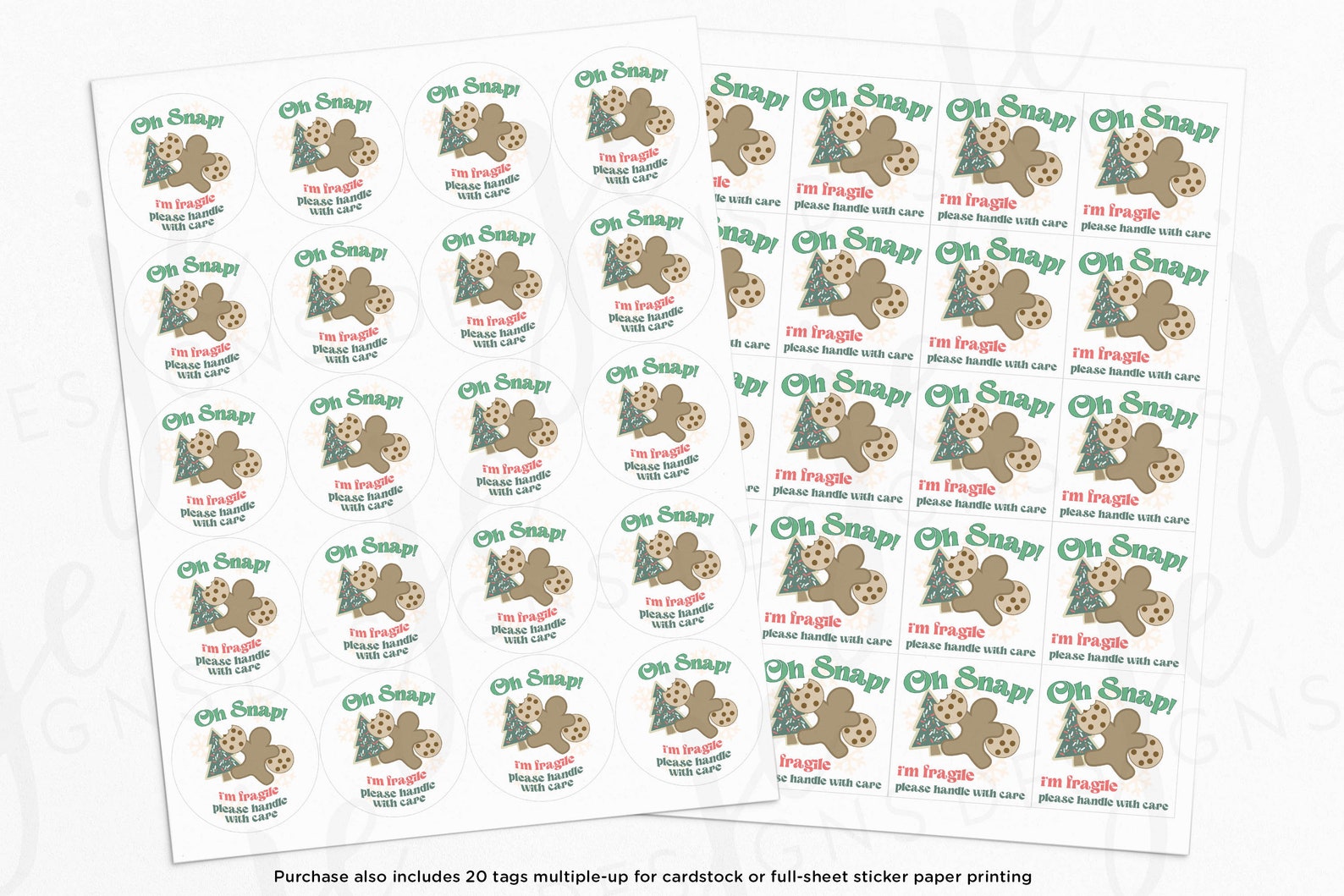 2 Printable Christmas Cookies fragile Oh - Etsy