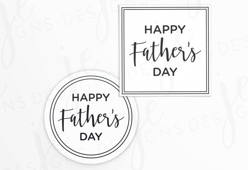 Happy Father's Day! 2x2" Square and Circle Gift Tag | Double Border ...