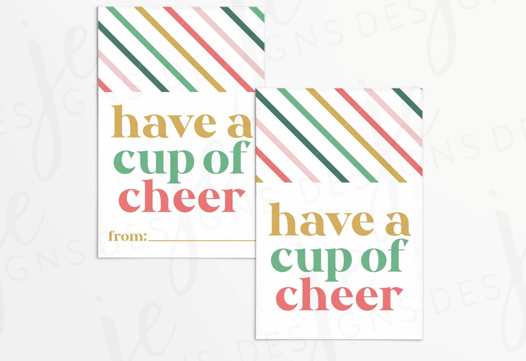 Have a Cup of Cheer 3x2 Gift Tag With Red, Green, Gold Lettering Hot ...