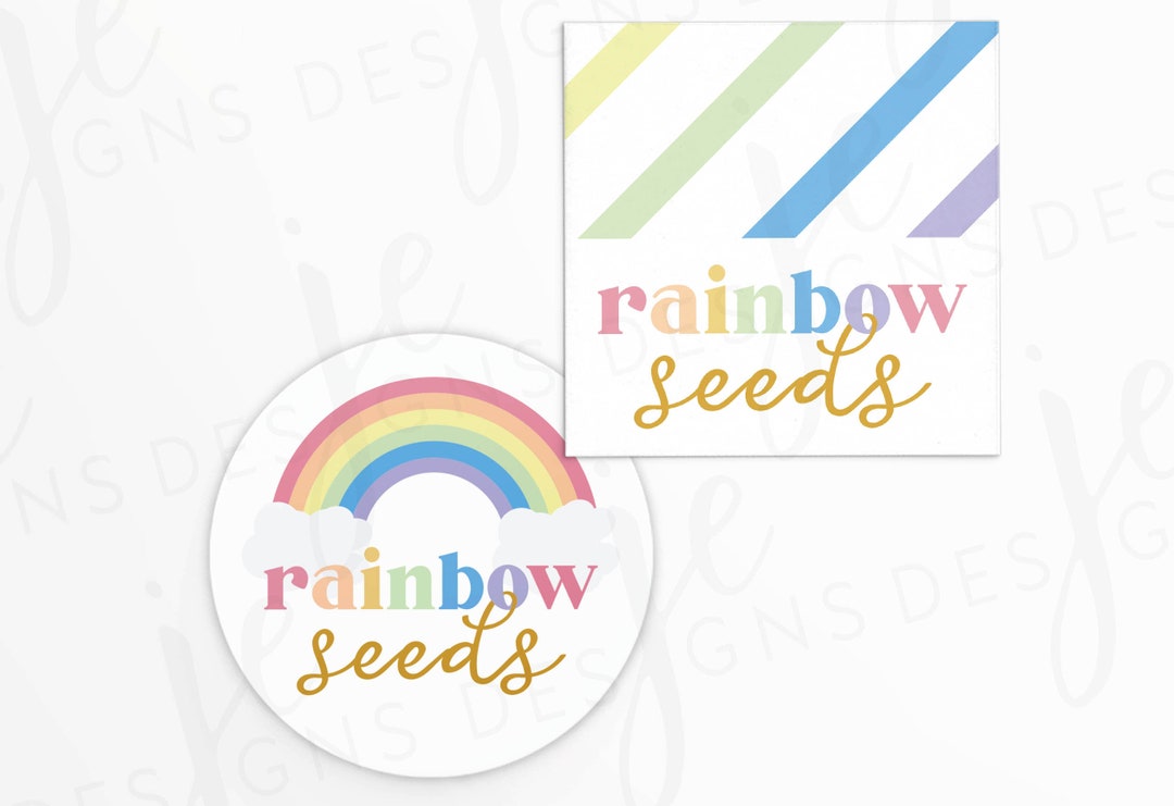 Rainbow Seeds 2x2" Gift Tag With Rainbow Font Mix Lettering | St ...