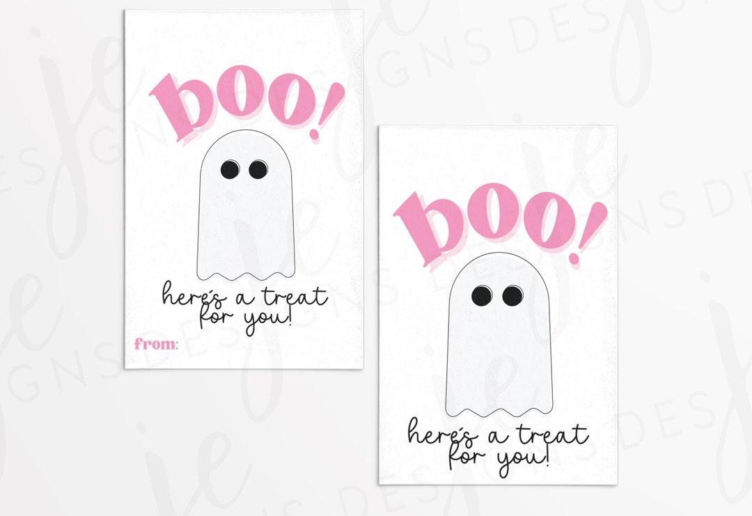 Halloween Boo! Here's a Treat for You 3x2" Gift Tag With Pink Lettering ...