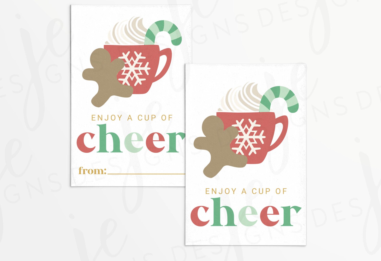 Enjoy a Cup of Cheer 3x2 Gift Tag With Christmas Mug | Etsy