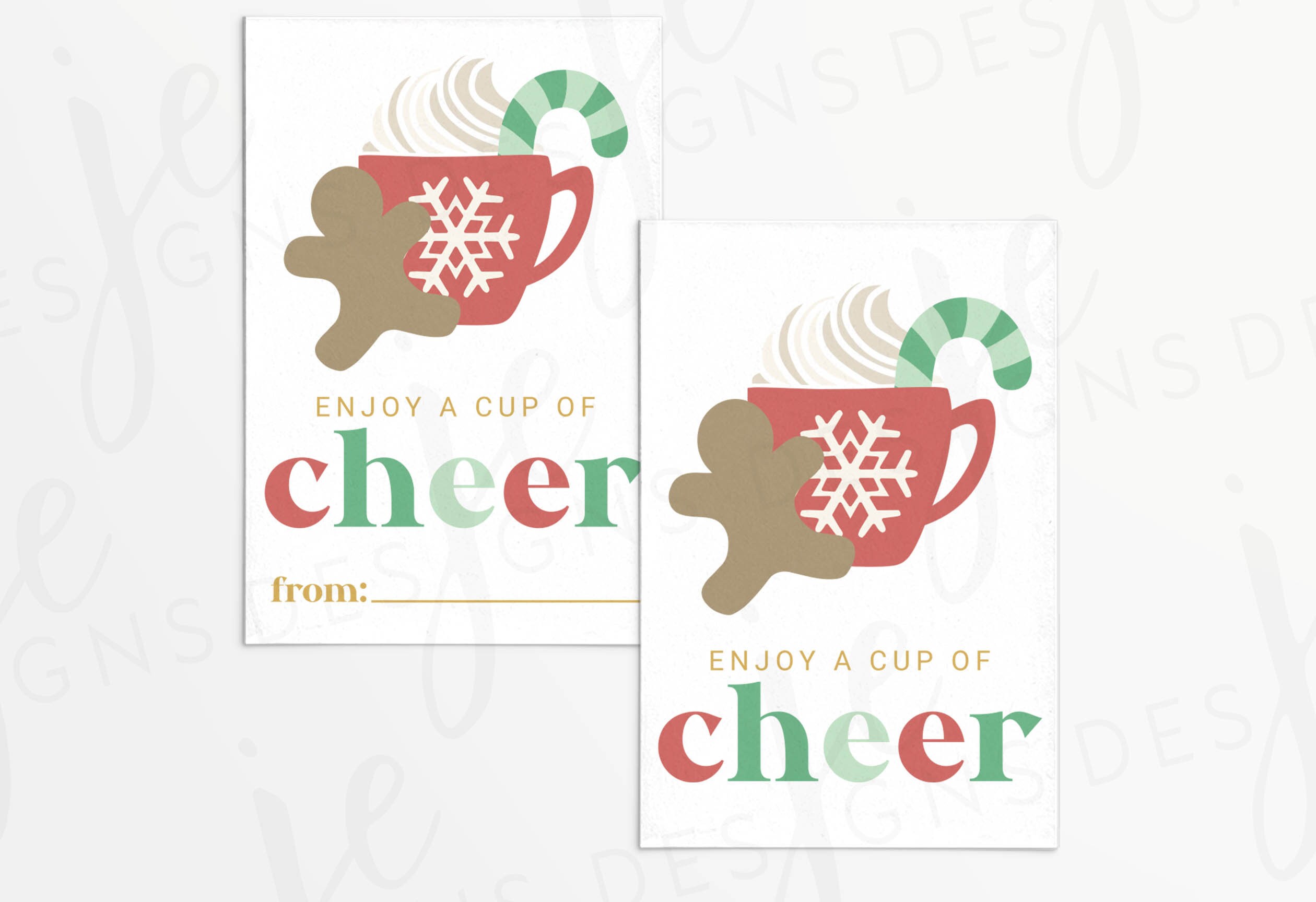 Enjoy a Cup of Cheer 3x2 Gift Tag With Christmas Mug - Etsy