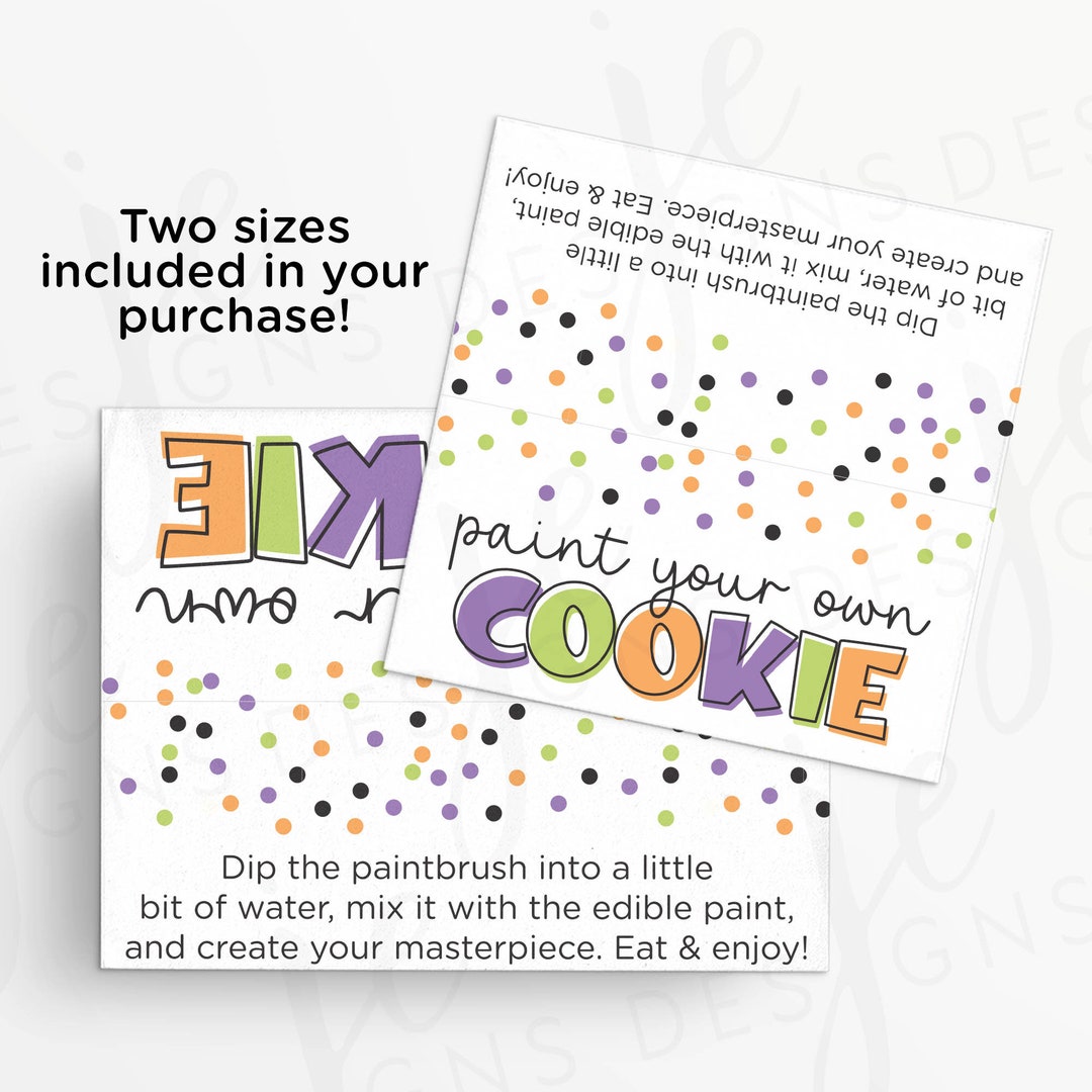 Halloween Paint Your Own Cookie 4x4" & 5x4" Treat Bag Topper With ...