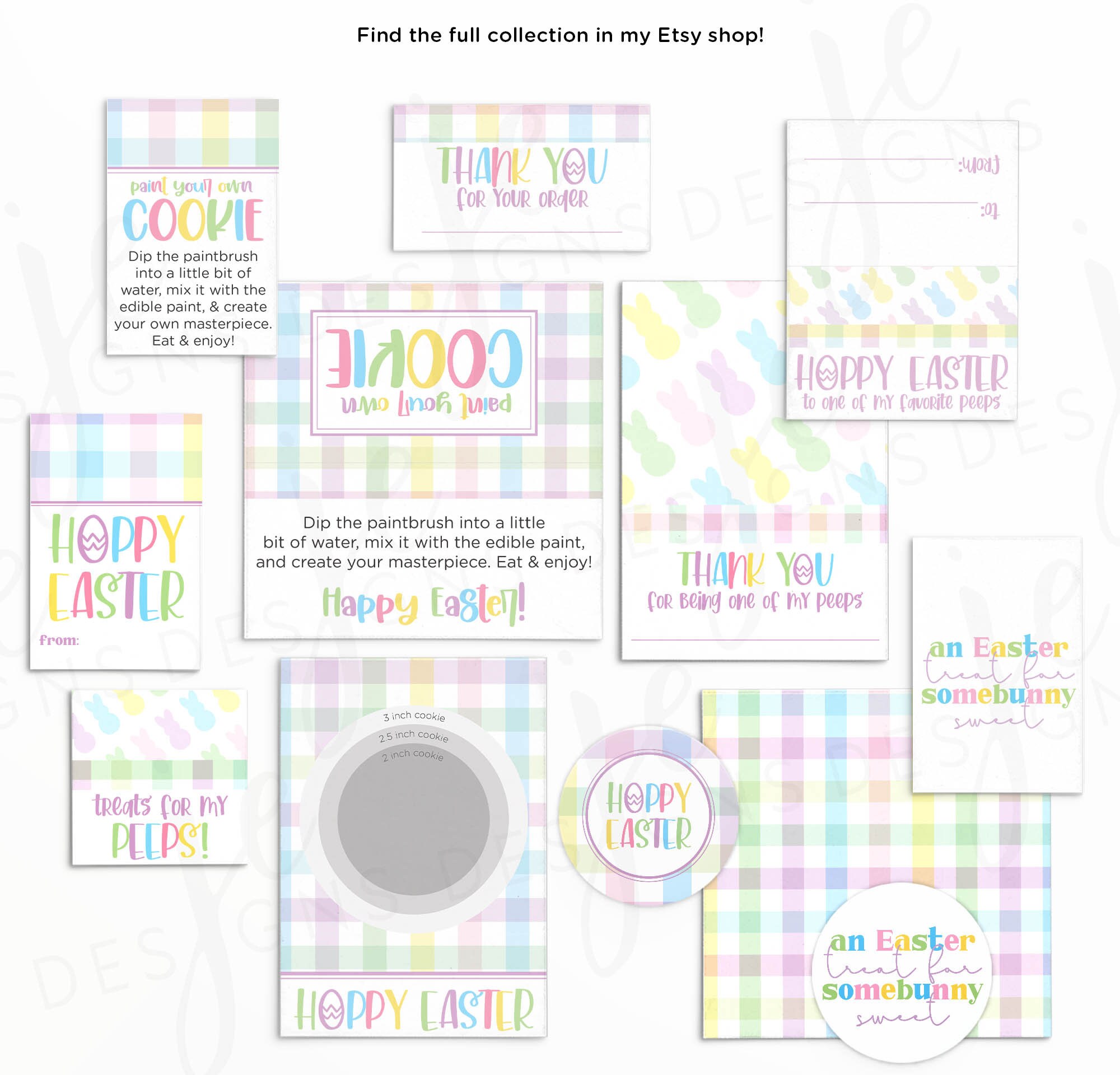 Hoppy Easter Treat Bag Topper in 4 Sizes | Rainbow Plaid Gingham ...