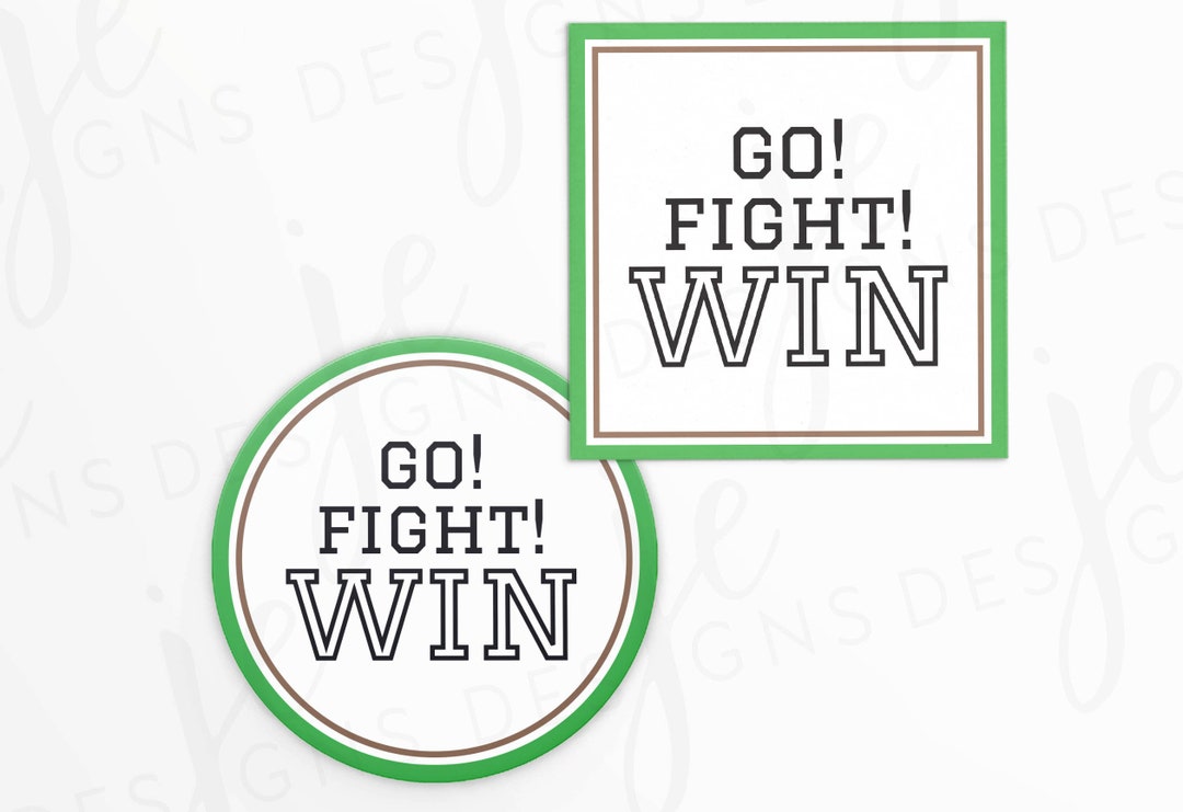 Go! Fight! Win! 2x2" Gift Tag | Football | Soccer | Cookie Printable ...