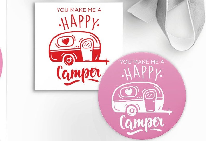You Make Me A Happy Camper 2x2 Square and Circle Tags | Etsy