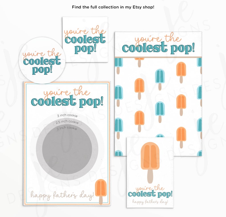 Father's Day "the Coolest Pop" Popsicle-themed 2x2" Gift Tag | Cookie ...