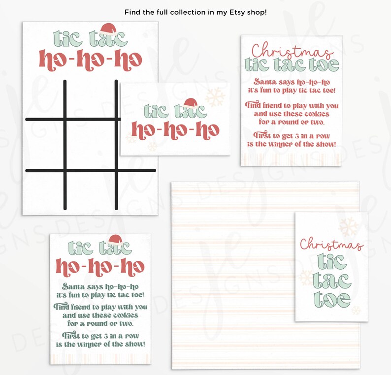 Christmas Tic Tac Toe Poem 3x4 Card Ho Ho Ho Santa - Etsy