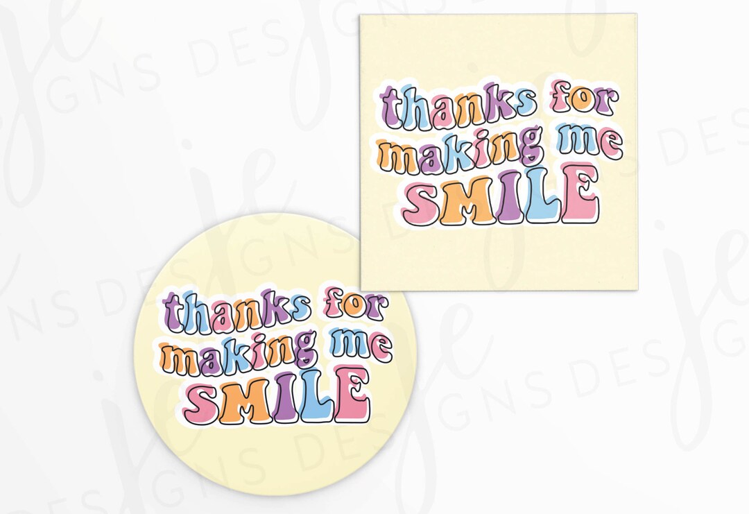 Thank You for Making Me SMILE 2x2" Gift Tag With Retro Groovy Font ...