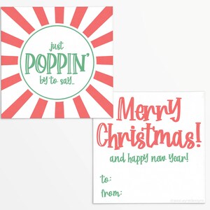 Poppin by to Say Merry Christmas and Happy New Year 3x3 Neighbor Gift ...