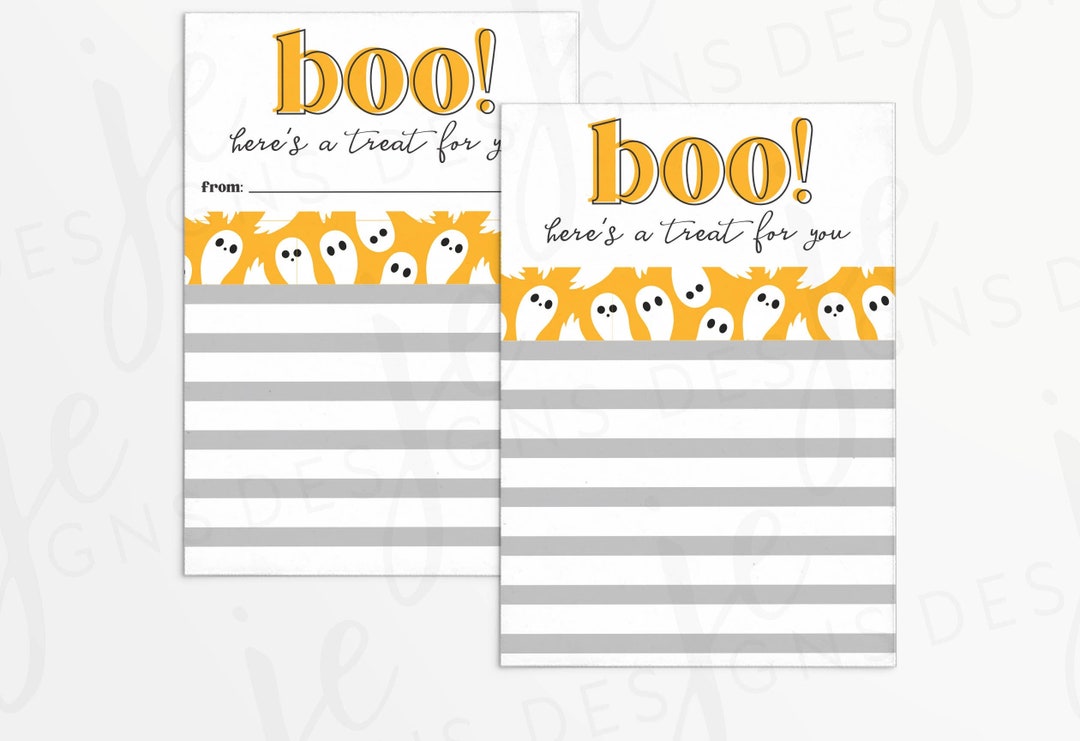 Boo! Here's a Treat for You 3.5x5" Cookie Card With Orange Ghost ...